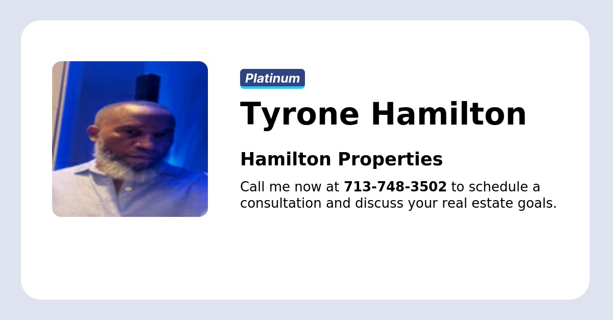 Platinum Real Estate Agent - Tyrone Hamilton